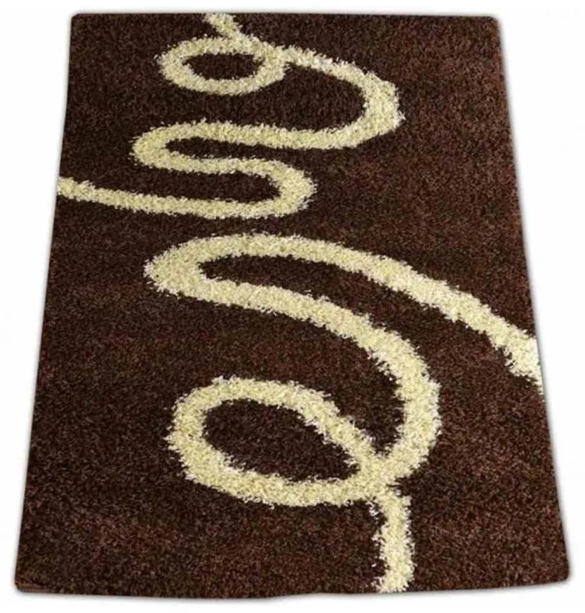 Kusový koberec Shaggy vlas 50 mm Stuha hnědý, Velikosti 120x170cm