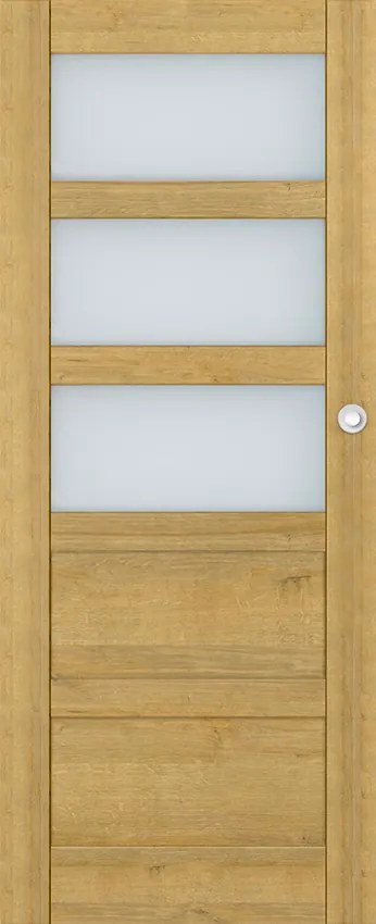 posuvné interiérové dveře do pouzdra BRAGA model 4 Průchozí rozměr: 70 x 197 cm, Orientace dveří: Levé dveře, Dekor: Dub Aljaška