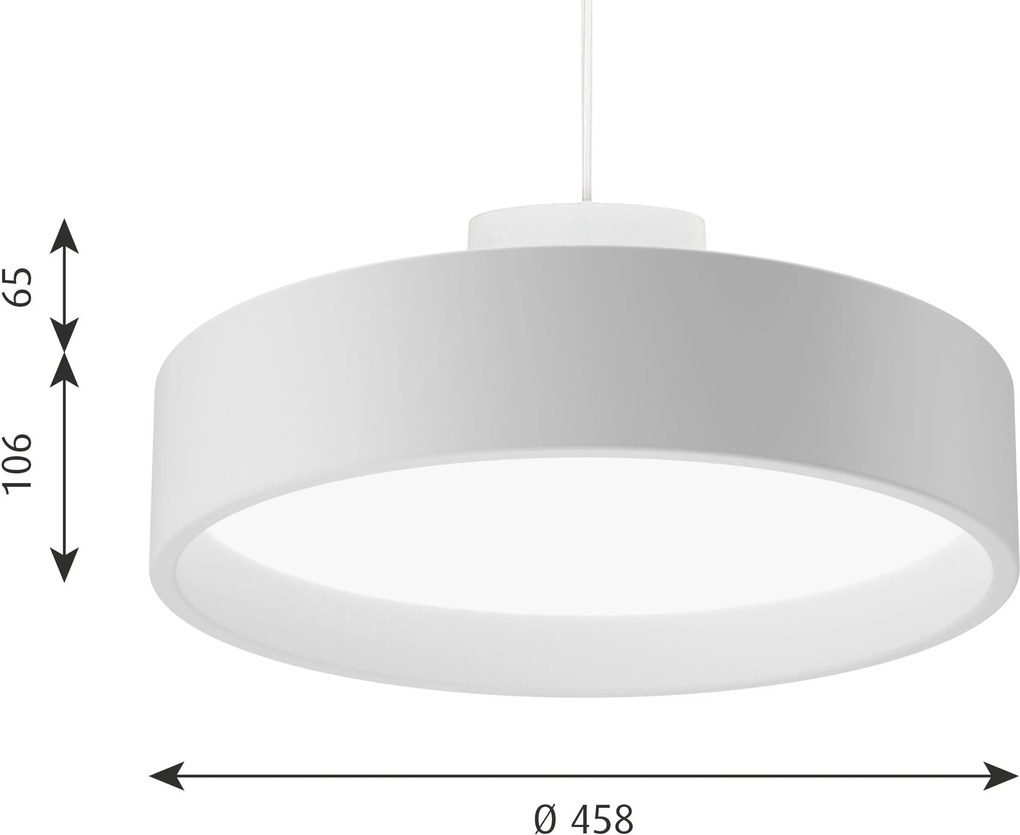 Závěsná lampa Circle Suspended LED 3000K 45,6 cm průhledná bílá