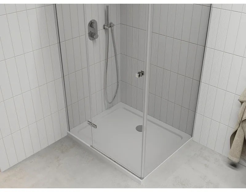 Mexen Roma sprchový kout 90 x 80 cm, 6mm sklo, chromový profil-čiré sklo + slim sprchová vanička 5cm, 854-090-080-01-00-4010