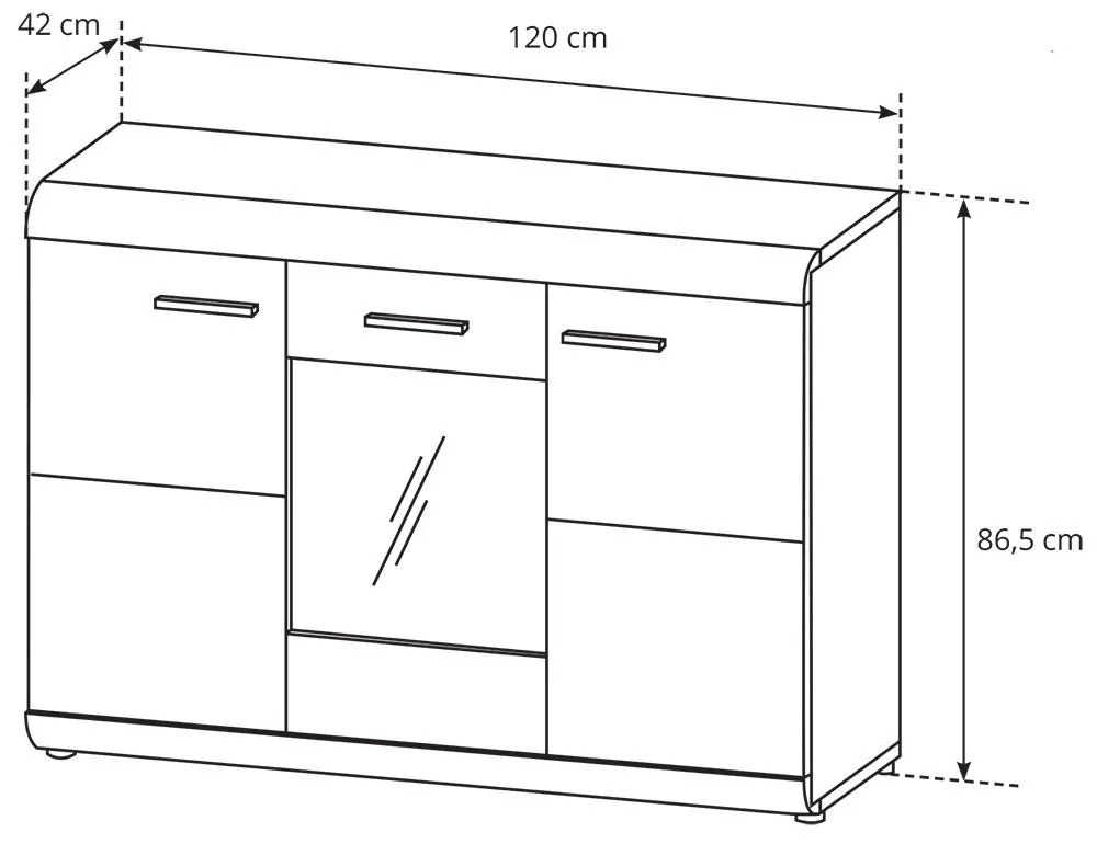 LINK s | komoda 3D | 120 cm | sonoma