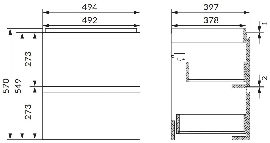 Cersanit Moduo, závěsná umyvadlová skříňka 50x40x57 cm, antracitová matná, S590-067-DSM