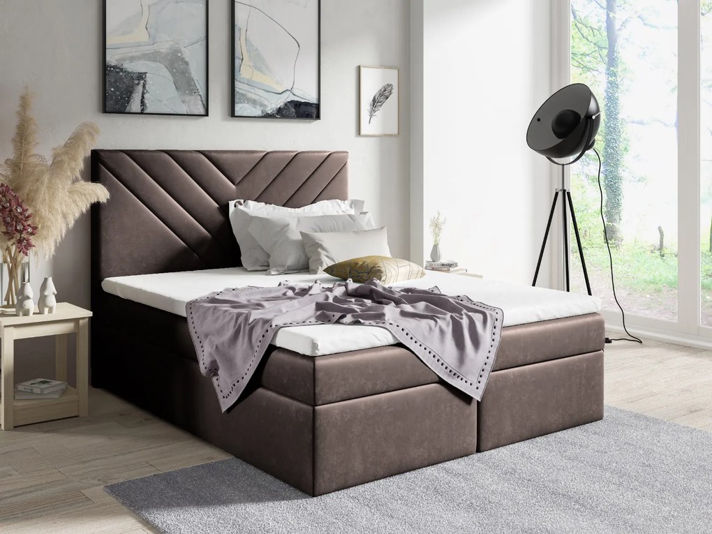 Eka Kontinentální čalouněná postel LIZA - Trinity (120x200 cm) Barva látky Trinity: Tmavě modrá (Trinity 2331)
