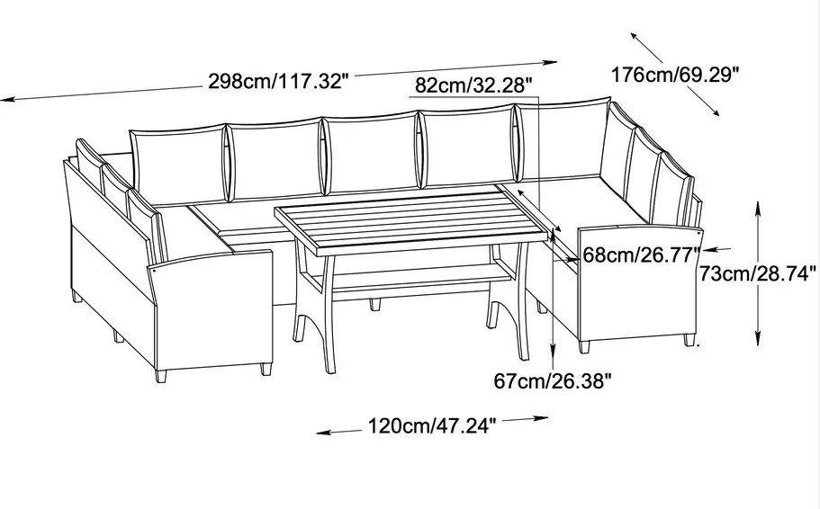 Béžový zahradní lounge set pro 9 Ventura – Unique Furniture
