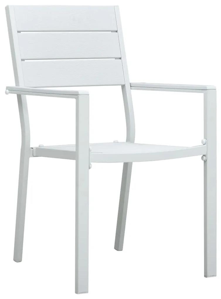 47884 vidaXL Zahradní židle 4 ks bílé HDPE dřevěný vzhled