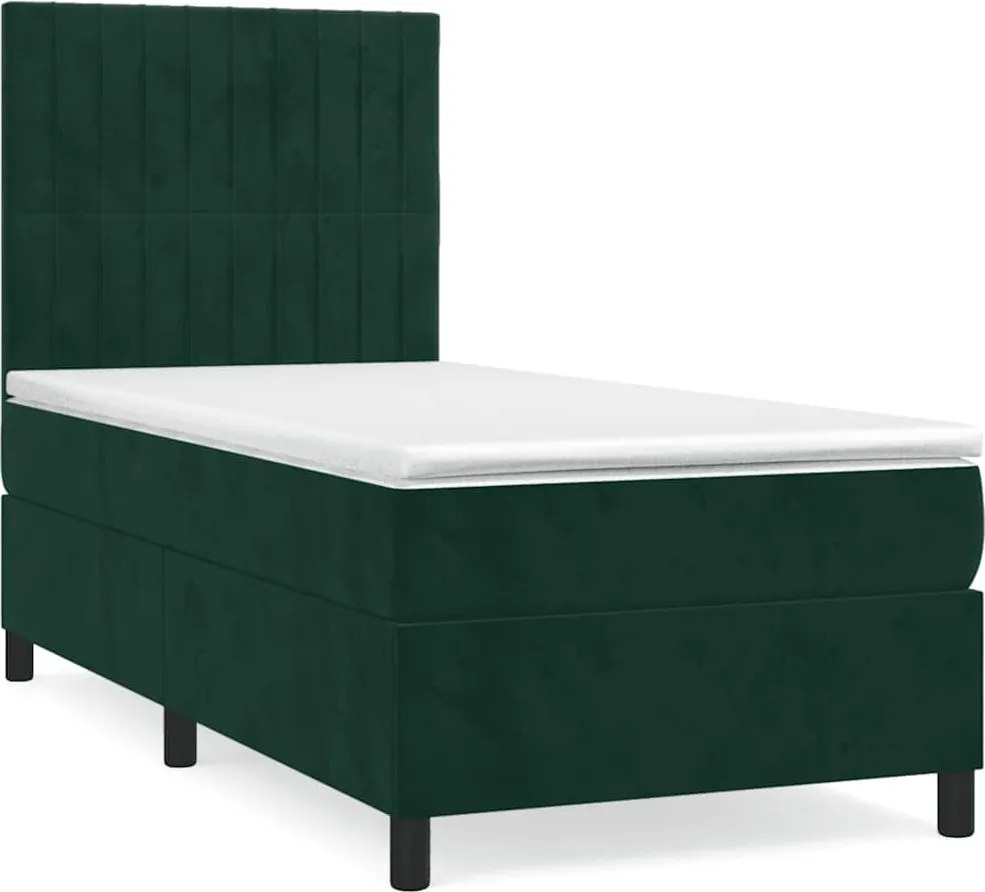 Box spring postel s matrací tmavě zelená 80 x 200 cm samet 3143112