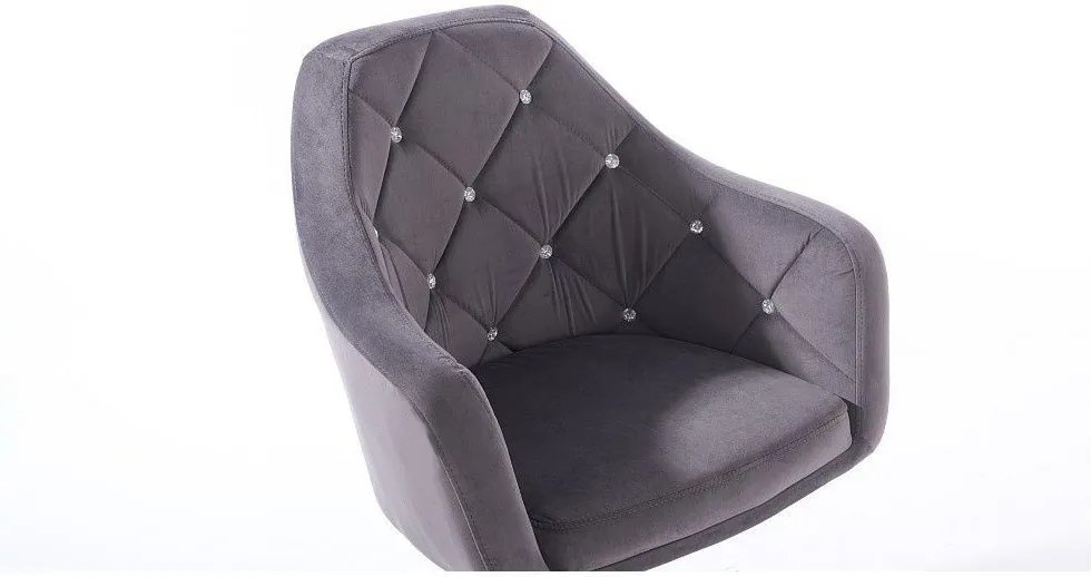 LuxuryForm DESIGN Barová židle ROMA VELUR na černé kulaté podstavě - tmavě šedá