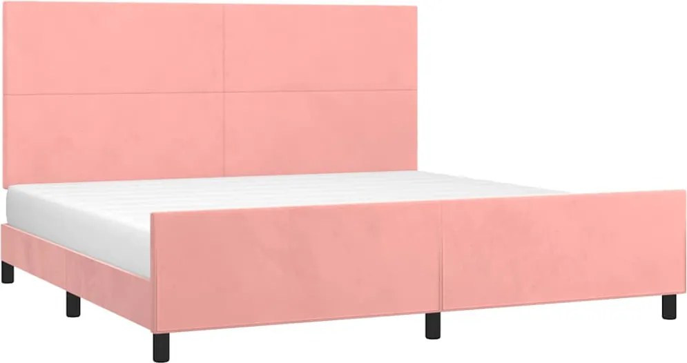 Rám postele s čelem růžový 200x200 cm samet 3125658