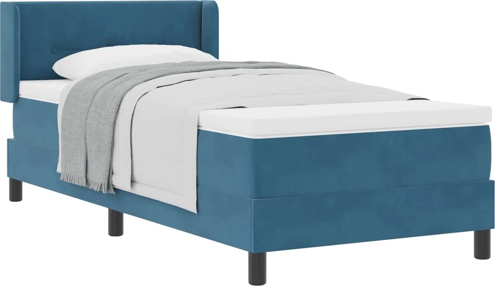 Postel s boxspringem s čelo Tmavě modrá 200 x 90 cm samet 3341454