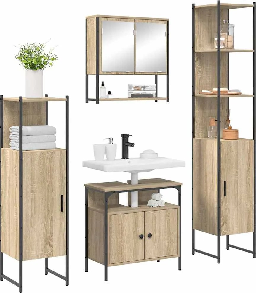 Sada koupelnového nábytku 4 ks Sonoma dub 33 x 33 x 185,5 cm 3399398