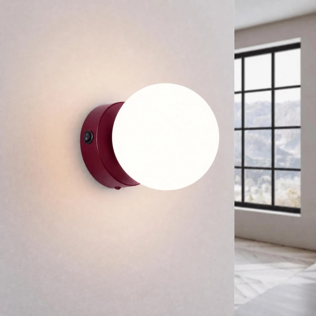 Sollux Lighting Nástěnné svítidlo YOLI 1 bordó s vypínačem