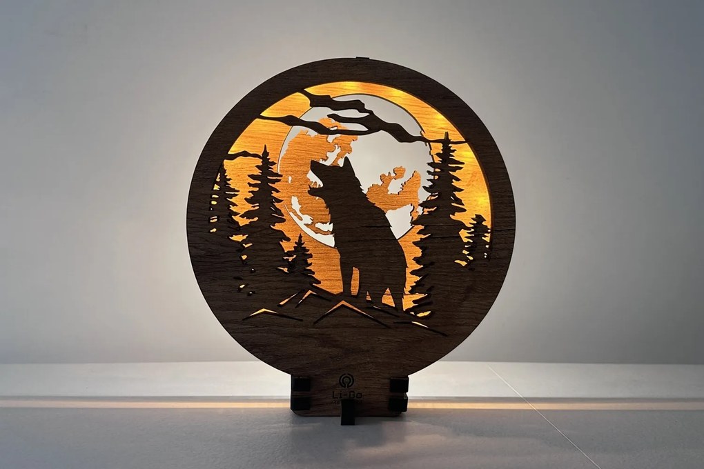 Li-Go "Vlk a měsíc" lampa 20x22cm provedení povrchu: černá s patinou