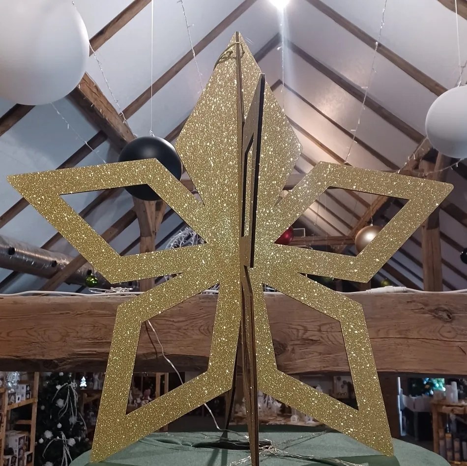 Vánoční ozdoba zlatá hvězda, 3D, 80 cm