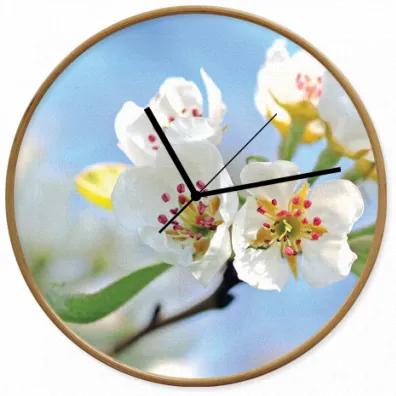 Nástěnné hodiny Květy s tichým chodem a průměrem 32cm