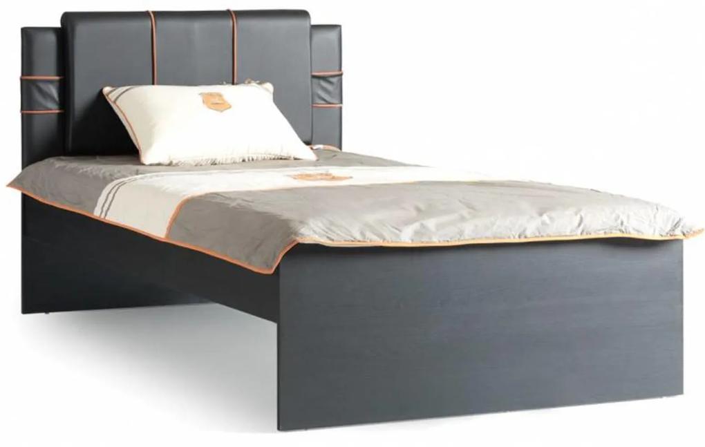 Černá studentská postel 120x200 s polstrovaným čelem Gala