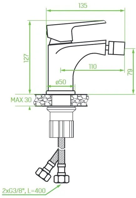 LAVEO LARGO - Bidetová batéria, Chróm-Biela, BAH_632D
