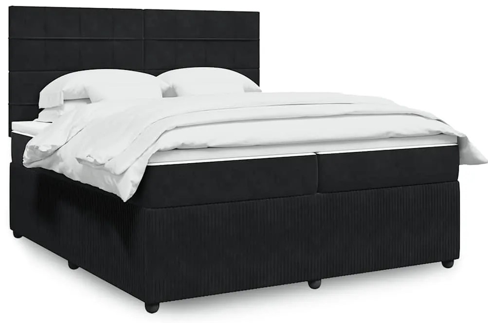 Box spring postel s matrací černá 200x200 cm samet 3294732