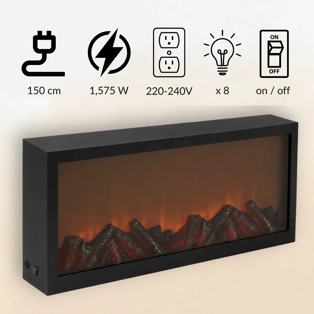 Dekorativní LED krb, kovový, 10 x 57 x 25 cm