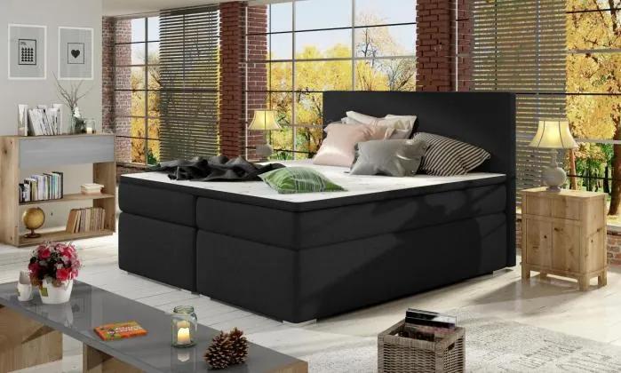 ZETKA DIVALO 200x200 moderní boxspring postel s úložným prostorem černá 200 x 126 x 205 cm