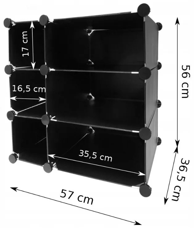 DAALO MODERN skládací regál modulový, černý, M35