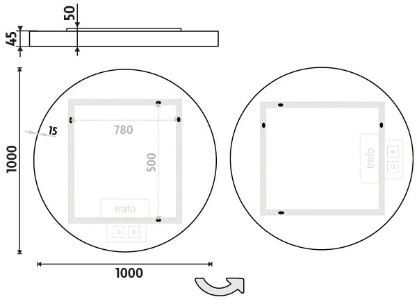 Nimco Bílé LED zrcadlo pr. 1000 se dvěma dotykovými senzory - ZPB 31004RVX-05