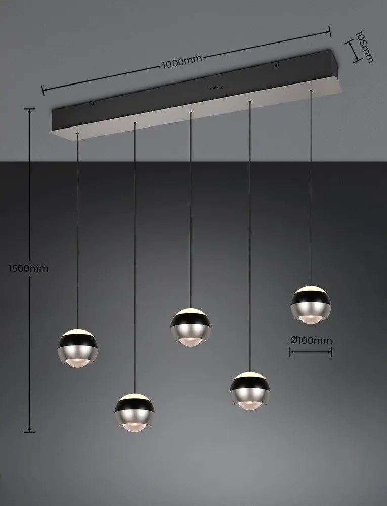 Černé/ve stříbrné barvě LED závěsné svítidlo Orbit – Trio Select