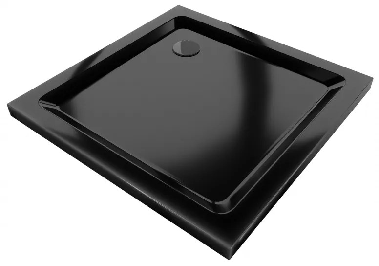 Mexen Slim, čtvercová sprchová vanička 70x70x5 cm + černý sifon, černá, 40707070B