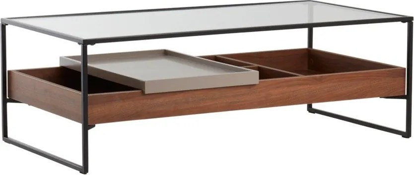 Konferenční stolek se skleněnou deskou v tmavě přírodní barvě 60x120 cm Sveg – Jotex