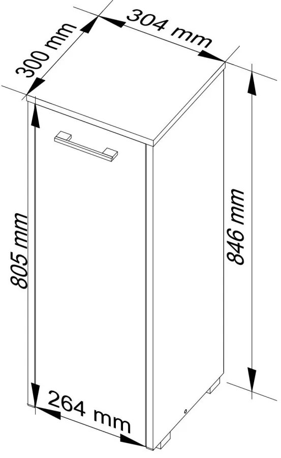 Skříňka do koupelny FIN 30 cm dub sonoma/bílá