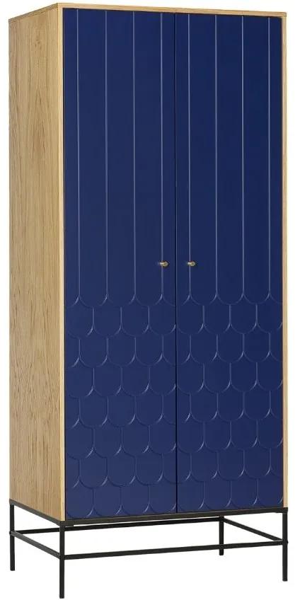 OnaDnes -20% Modrá dubová skříň Woodman Lia s kovovou podnoží 80 x 55 cm