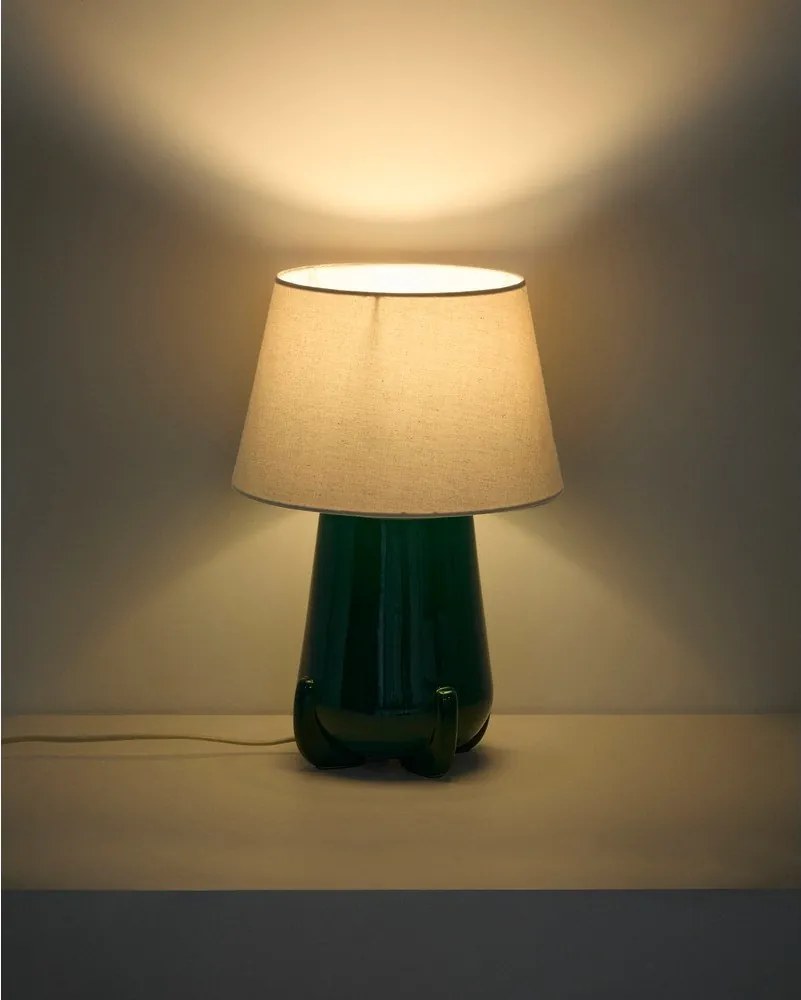 Zelená/slonovinová keramická stolní lampa (výška 45,5 cm) Odra – Kave Home