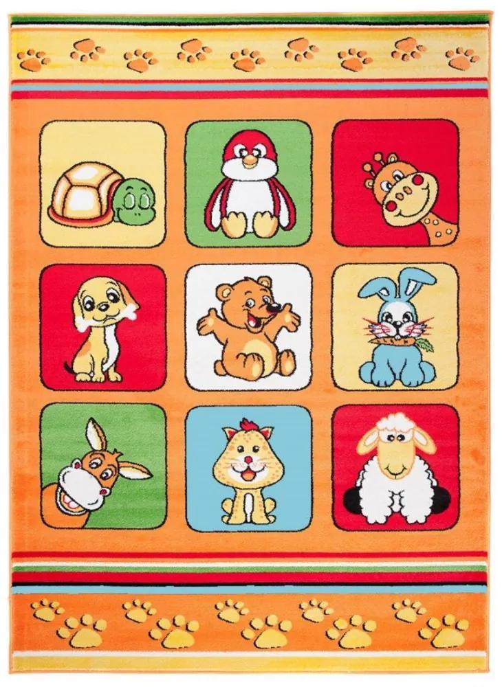Dětský kusový koberec Animals oranžový 120x170cm