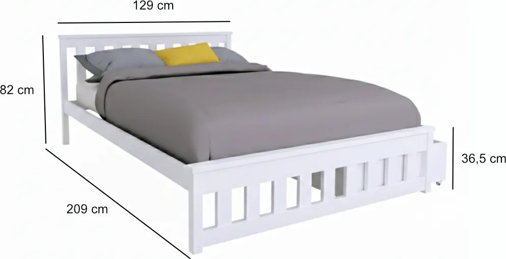 EB Postel z masivu Andy 120 x 200 cm - Bílá