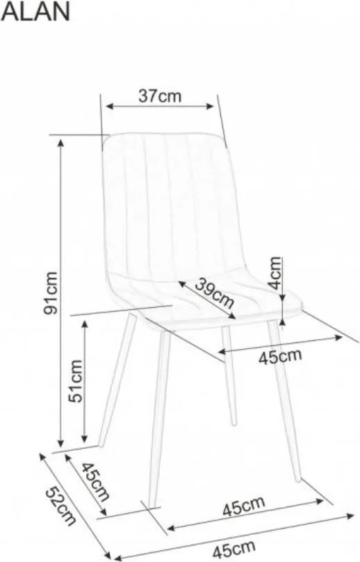 Tmavě šedá jídelní židle ALAN B s černými nohami
