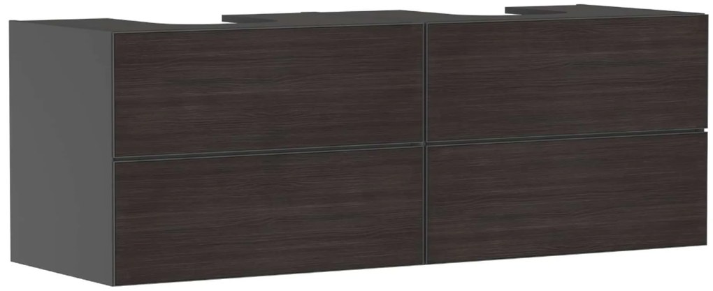 Hansgrohe Xevolos E - Umyvadlová skříňka 157x56x55 cm, 4 zásuvky, matná šedá/tmavý dub 54201730