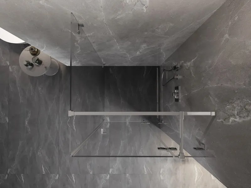 Mexen Lunar T, sklopný sprchový kout pravý 110 x 110 cm, 8mm čiré sklo, chromový profil, 834T-110-110-01-00-P