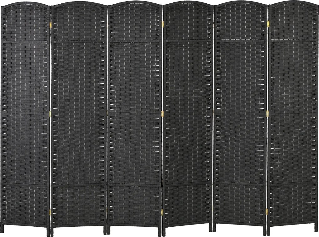 HOMCOM Skládací rozdělovací stěna 6-panelová 240x170 cm - Záclona pro soukromí do obývacího pokoje, ložnice, kanceláře - černá | Aosom