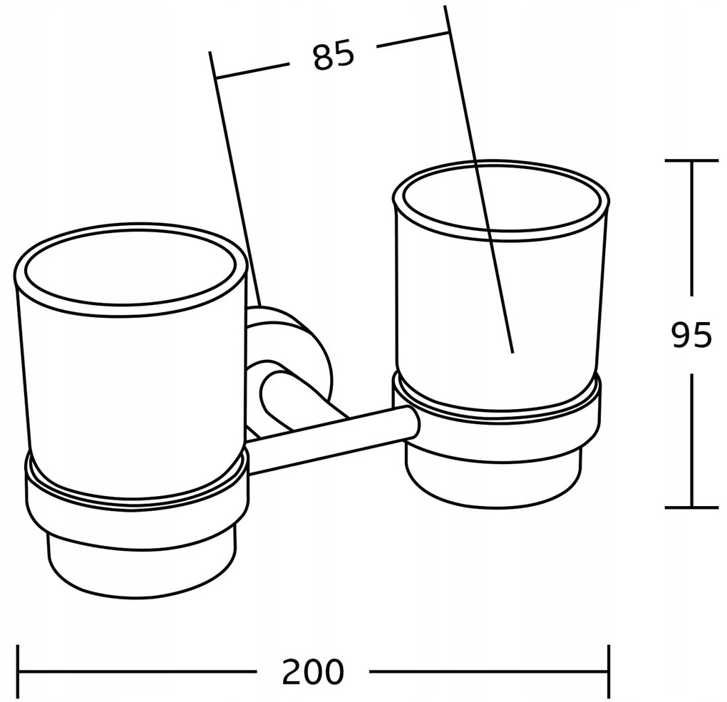 Závěsný dvojitý kulatý držák kartáčků MEXEN TIBER - kov/sklo - černý matný, 7050552-70