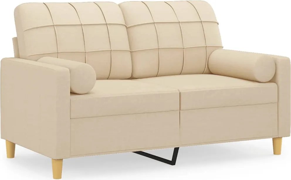 2místná pohovka s polštáři krémová 120 cm textil 3200776