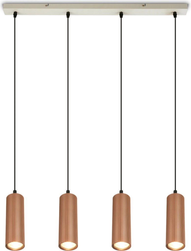 Briloner Závěsné LED svítidlo (4-prvkový nosník, teplá šedá/kávová)