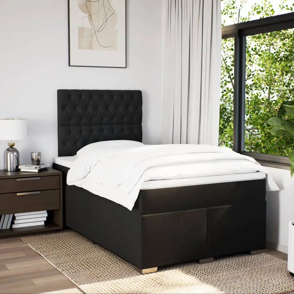 Box spring postel s matrací černá 120x190 cm textil 3290436