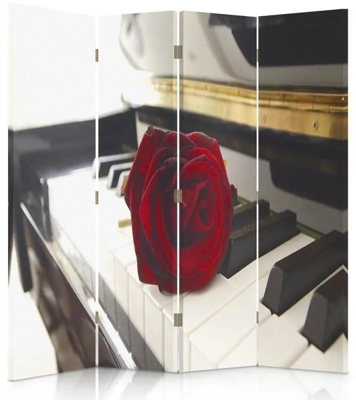 Ozdobný paraván Rose Music - 145x170 cm, čtyřdílný, klasický paraván