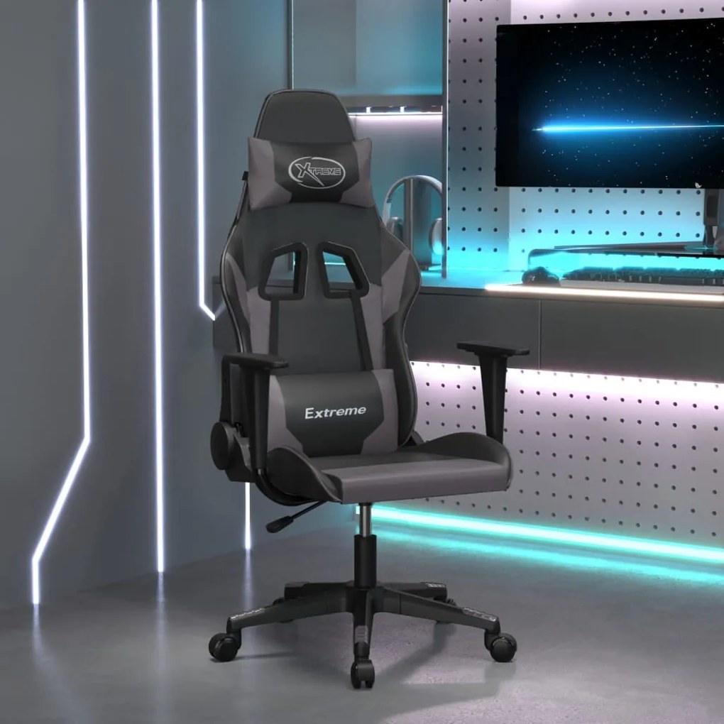 Herní židle černá a šedá umělá kůže 3143691