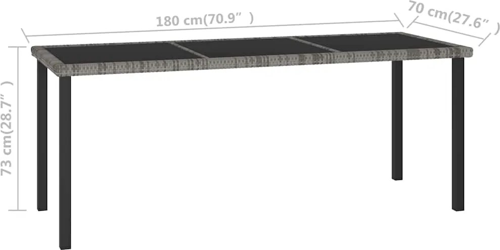 Zahradní jídelní stůl šedý 180 x 70 x 73 cm polyratan 315119