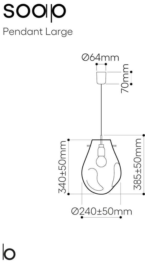 Bomma Luxusní závěsné svítidlo Soap large Barva: Transparentní, Montura: bez montury, Barva komponentu: Kartáčovaná stříbrná