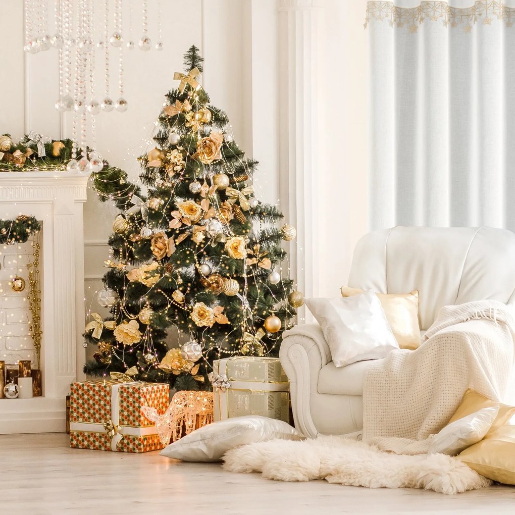 EUROFIRANY VÁNOČNÍ ZÁCLONA NA KROUŽCÍCH XMAS 140X250 CM HVĚZDY