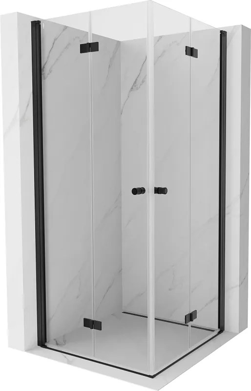 Mexen Mist-F Duo, skládací sprchový kout 105 x 105 cm, čiré sklo, černý profil, 8A6-105L-105P-70-00