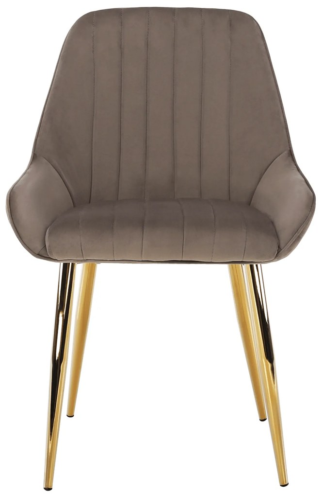 Jídelní židle LUXURY - látka Velvet, zlatý chrom / šedohnědá Taupe