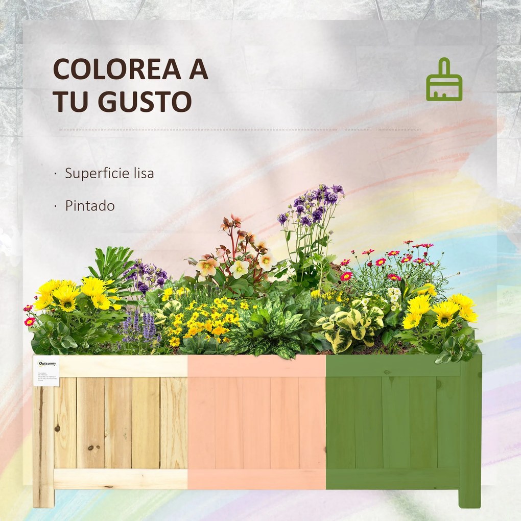 Outsunny skládací truhlík na vyvýšený záhon 70x30x25cm pro zahradu terasu balkon z jedlového dřeva příroda
