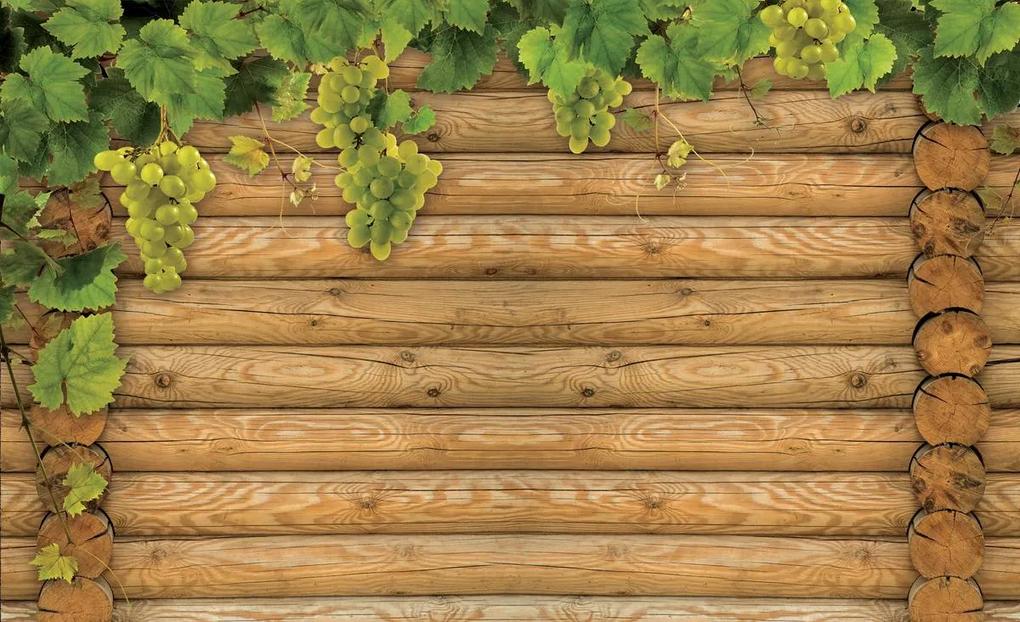 Fototapeta - Stěna z dřevěných protokolů (254x184 cm)